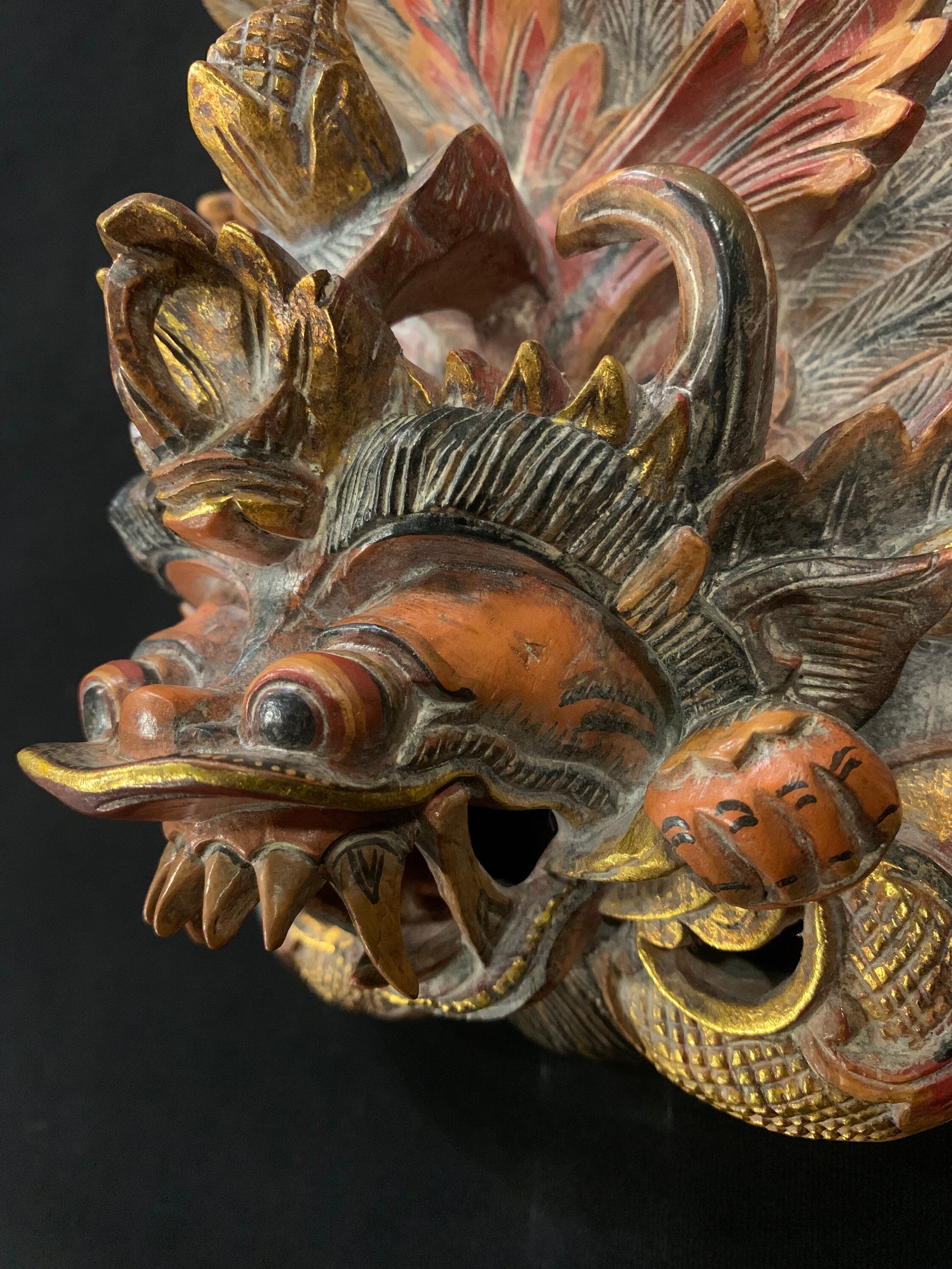 Hand Carved Teak Wood Barong Mask, Balinese Wall Decor (8”x 8") - Etsy