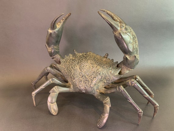 Crab Bronze King Crab Statue Beach House Decor Vintage Home | Etsy