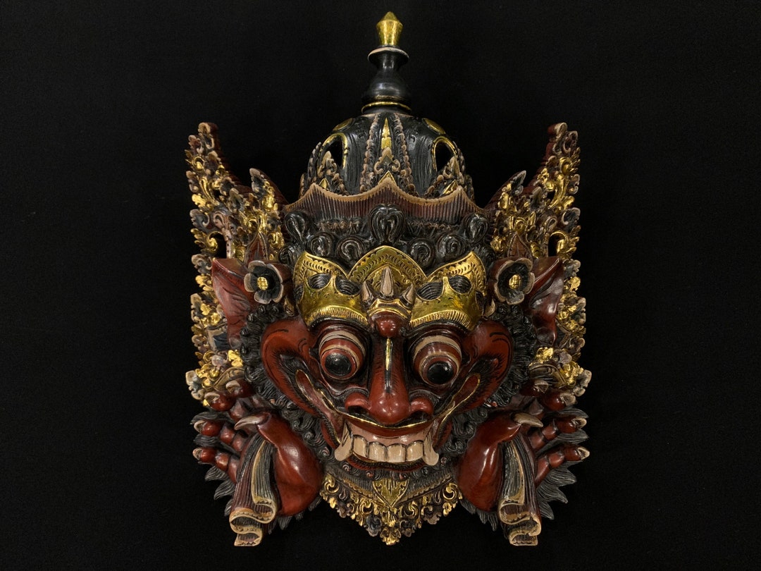 Boma Wooden Balinese Mask, Bhoma Bali Mask, Wall Art Decor, Barong ...