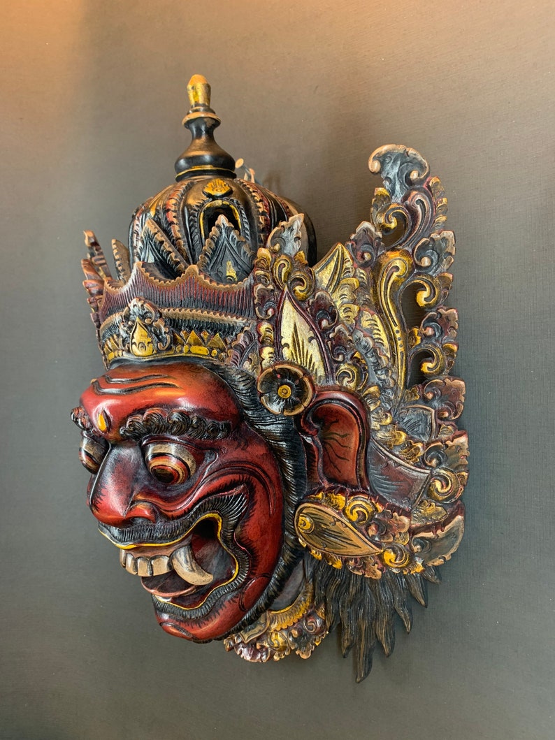 HUGE Rahwana Wooden Mask Ravana Bali Mask Hand Carving Vintage - Etsy