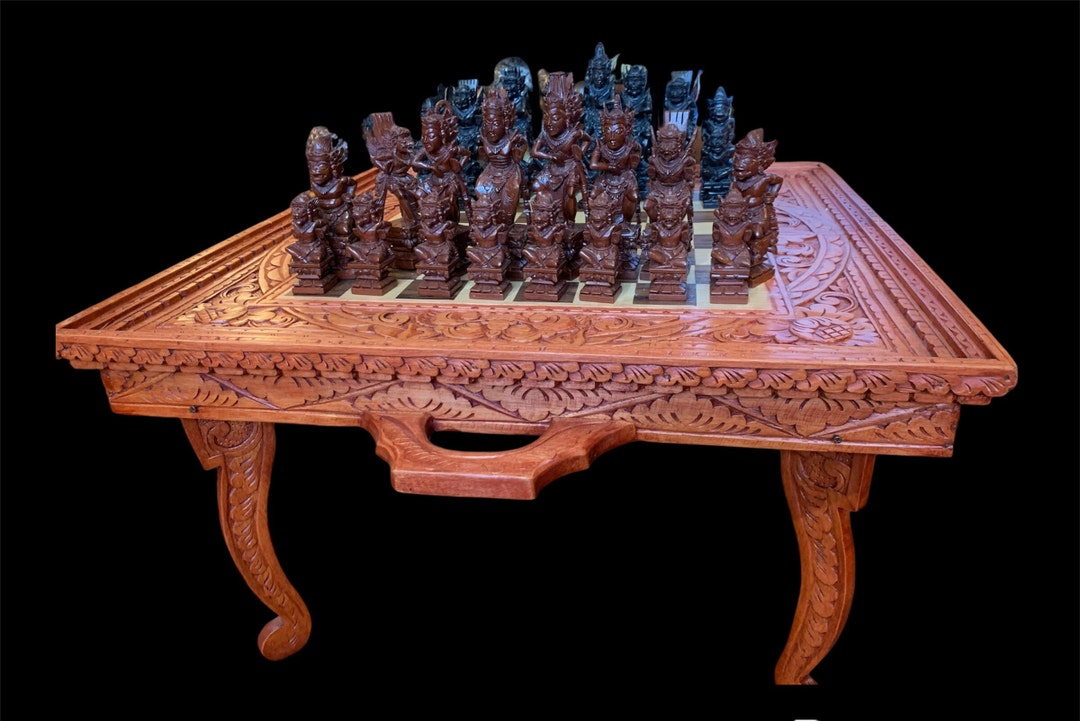 LARGE CHESS SET Balinese Design, Ramayana Story Design Pisces Handmade ...