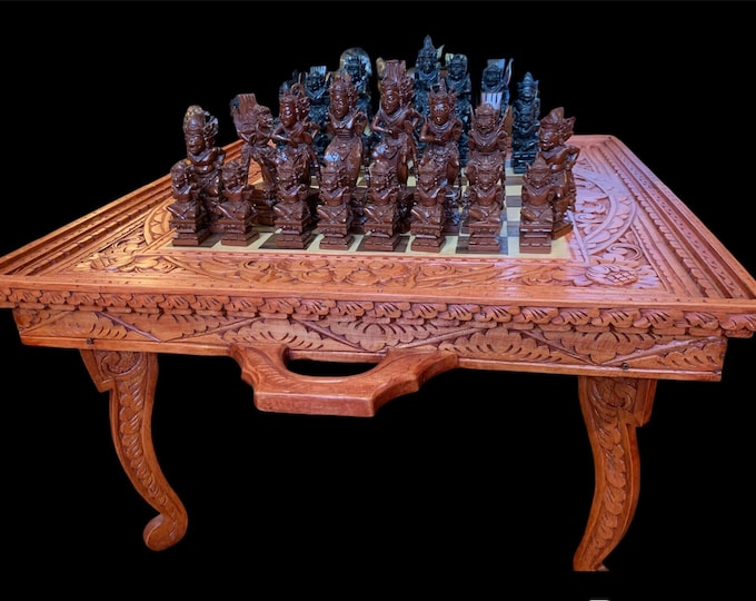 LARGE CHESS SET Balinese Design, Ramayana Story Design Pisces Handmade ...