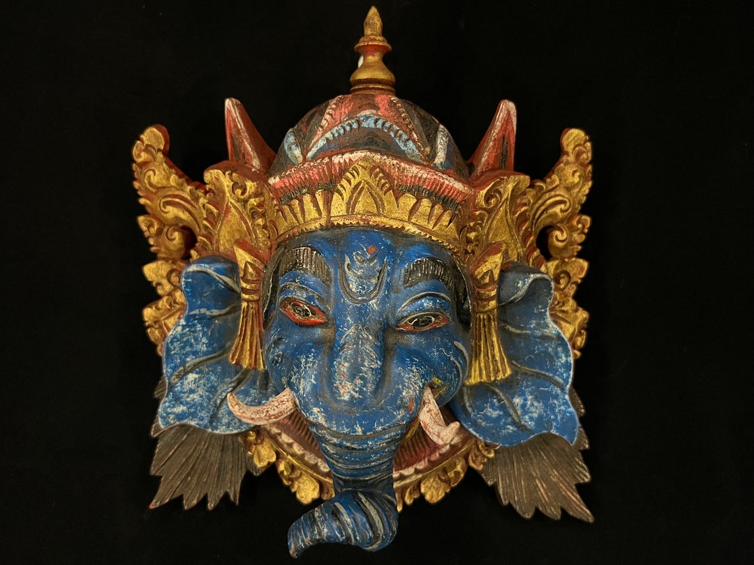Blue Ganesha Statue, Balinese Mask, Hindu Goddess Statue, Ganesh Idol ...