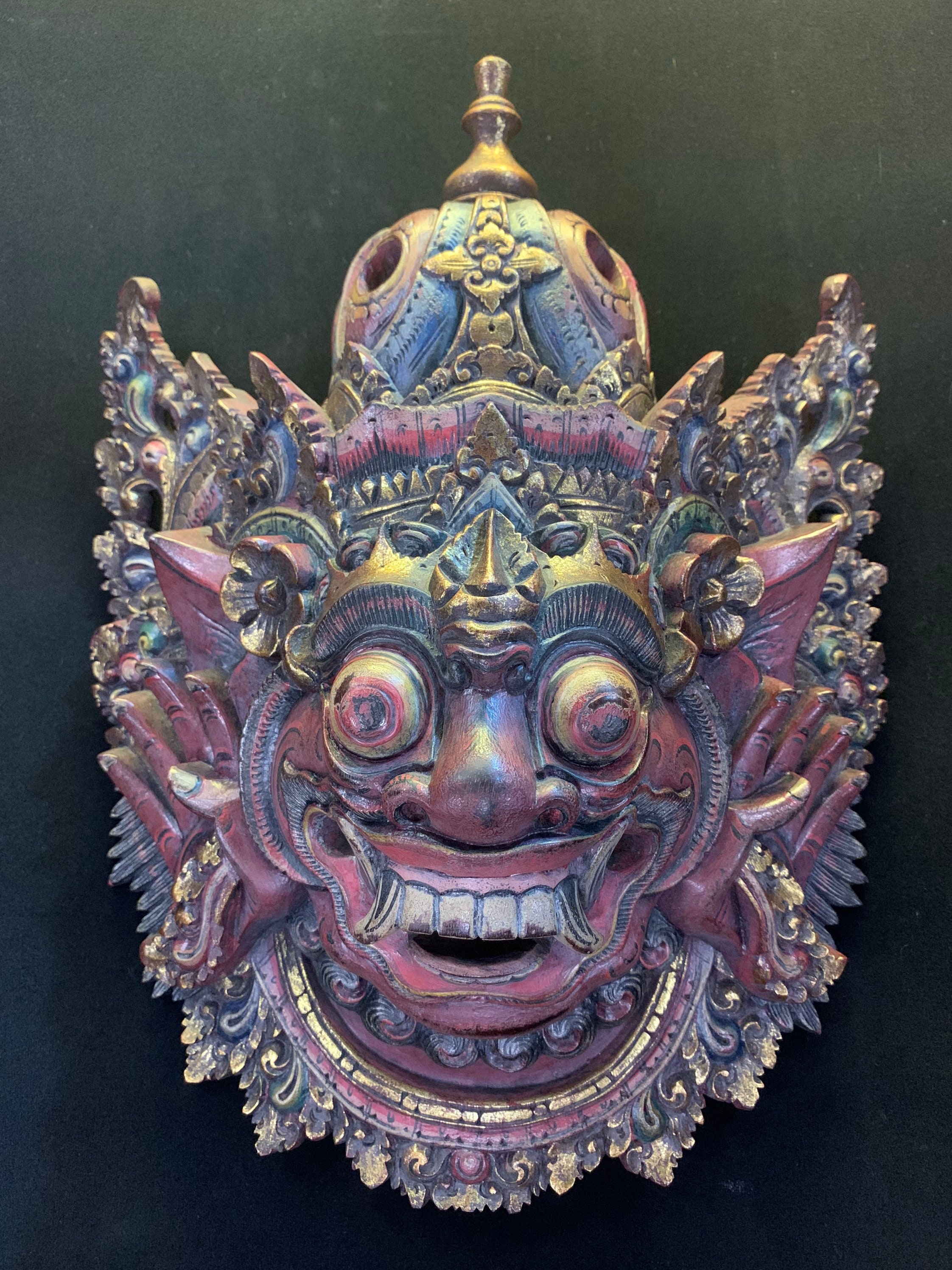 Vintage Boma Wood Balinese Mask Boma Bali Hand Carving Home Decor Wall ...