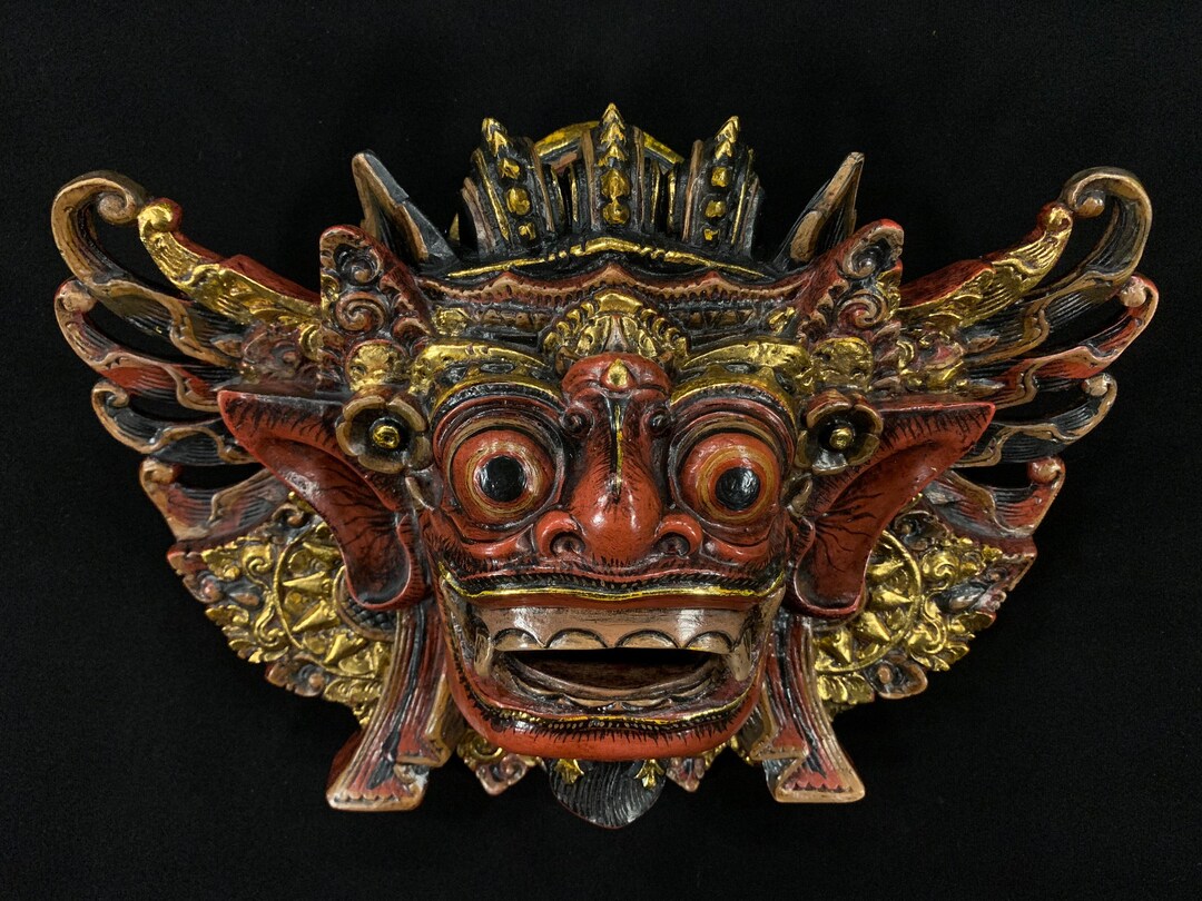 12.5” Barong Wooden Mask Balinese Mask Hand Carved Barong Mask Bali ...