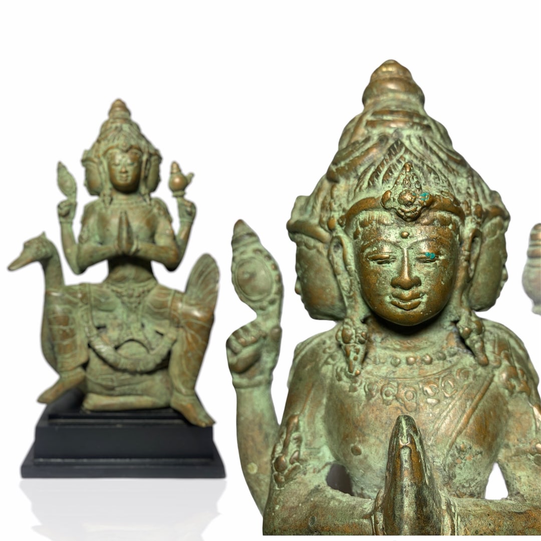 11 Four Faced Brahma With 4 Arms Bronze Statue Hindu God of Creation ...