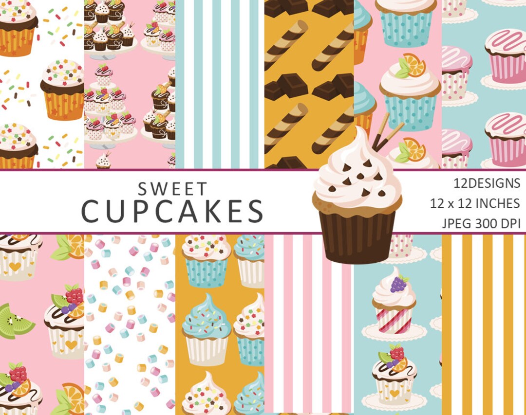 Digital Paper Printable Cupcake Collage Pack Print at - Etsy