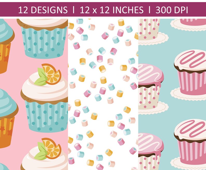 Digital Paper Printable Cupcake Collage Pack Print at - Etsy