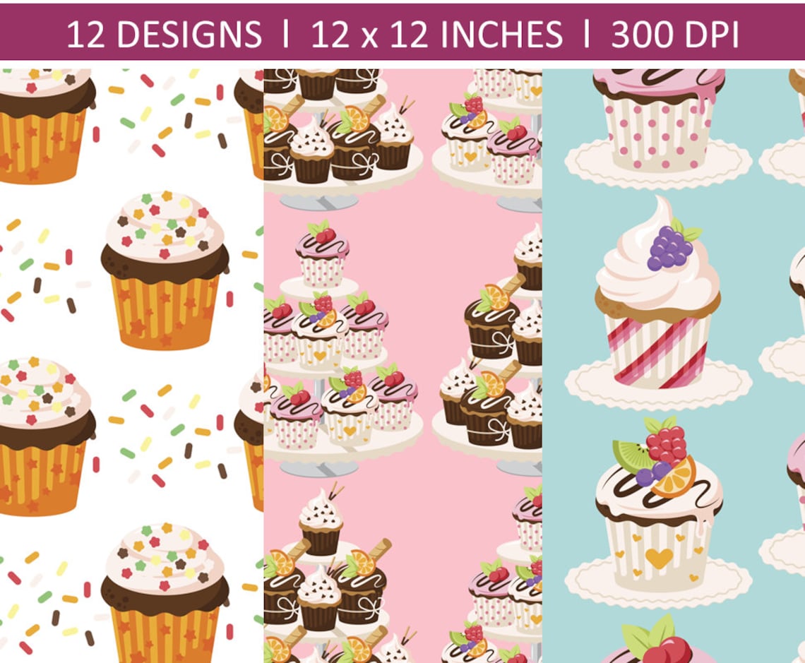 Digital Paper Printable Cupcake Collage Pack Print at - Etsy