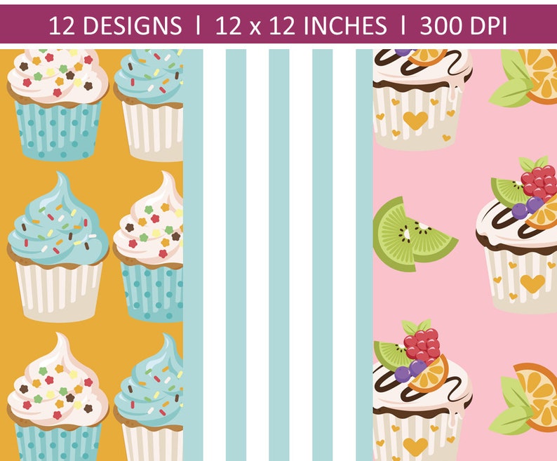 Digital Paper Printable Cupcake Collage Pack Print at - Etsy
