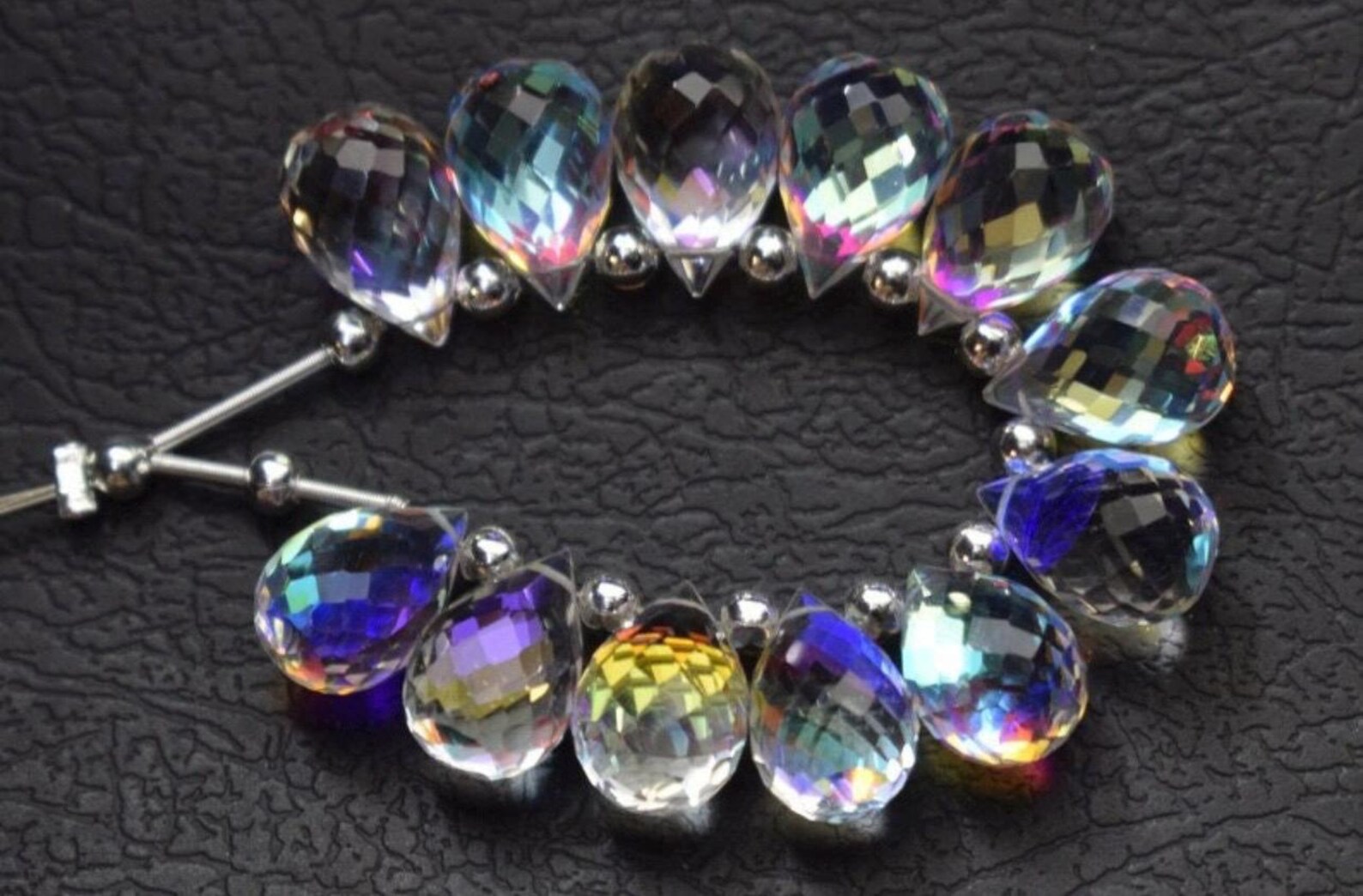 Rare Extremely Beautiful Fire Rainbow Quartz Faceted Tear Drop Beads ...