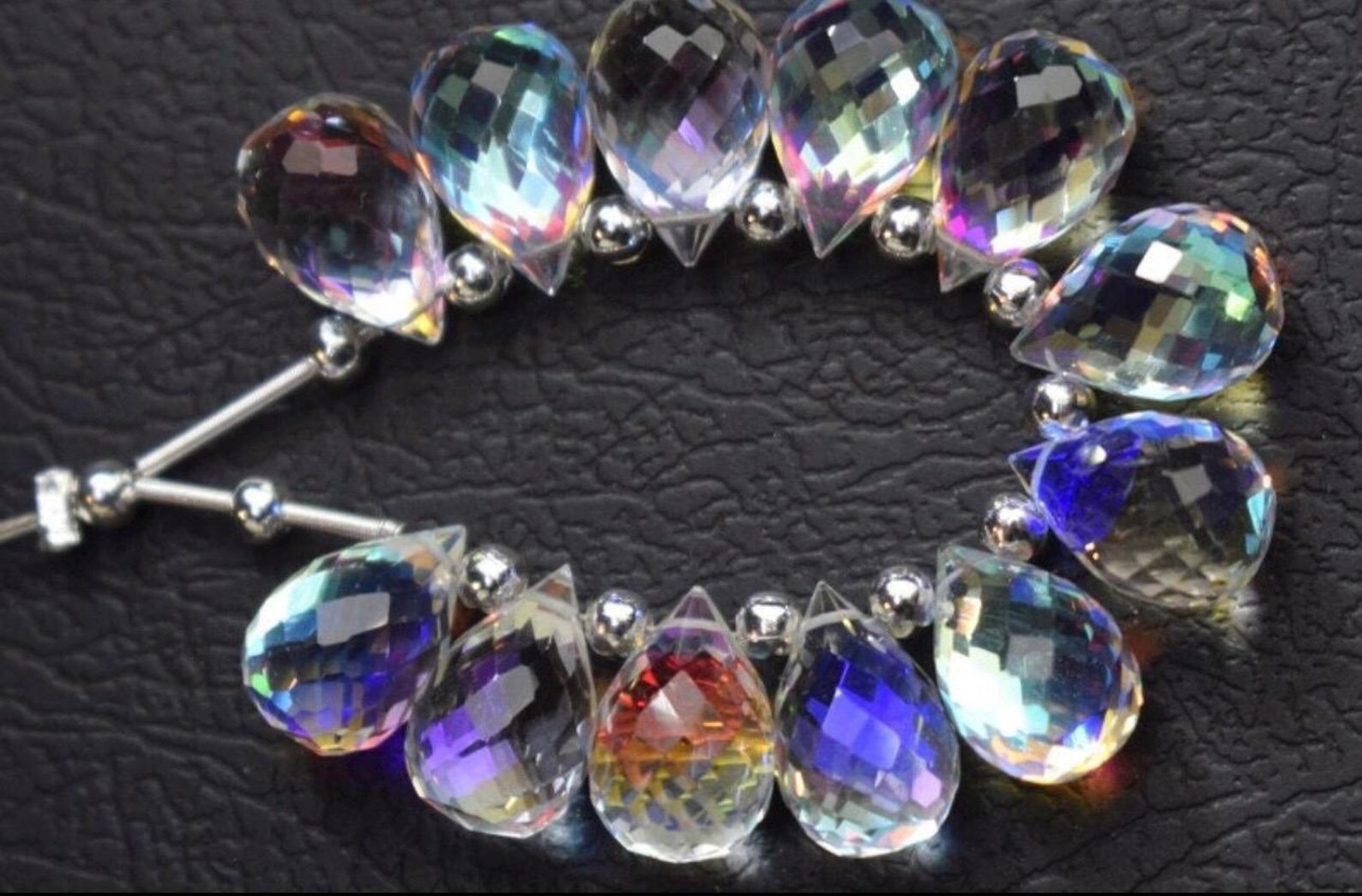Rare Extremely Beautiful Fire Rainbow Quartz Faceted Tear Drop Beads ...