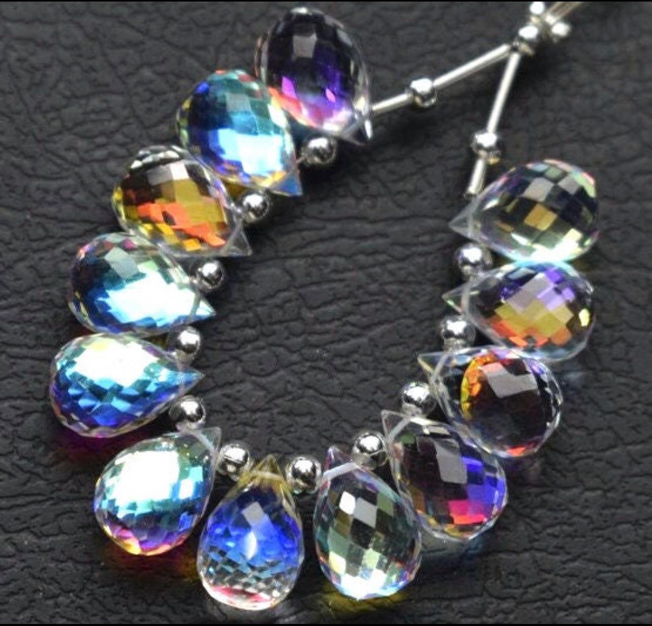 Rare Extremely Beautiful Fire Rainbow Quartz Faceted Tear Drop Beads ...