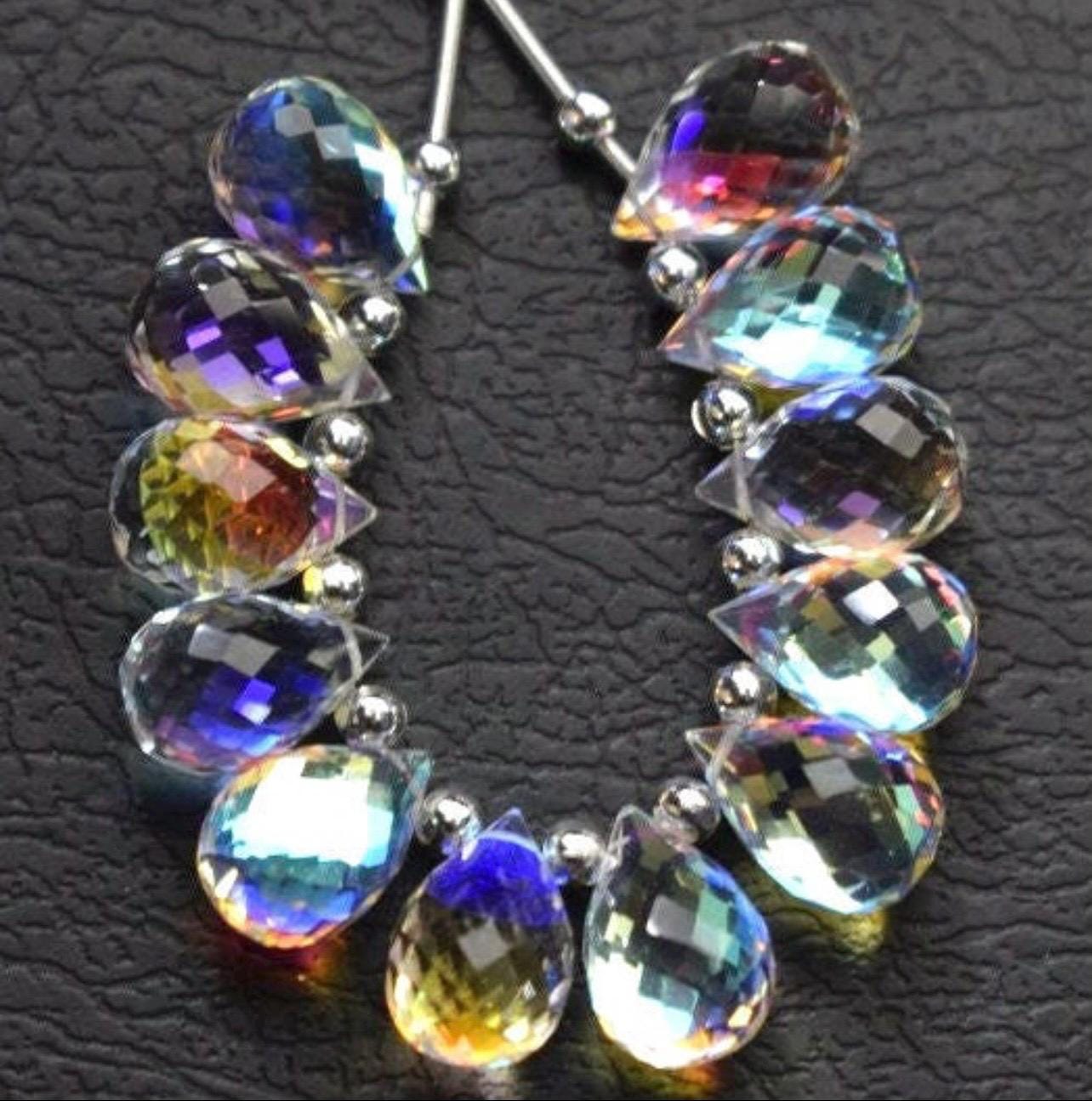 Rare Extremely Beautiful Fire Rainbow Quartz Faceted Tear Drop Beads ...