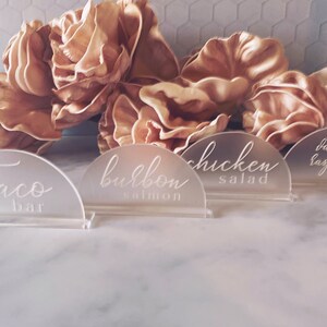Wedding Food Table Signs Boho Classy Translucent, Frosted Acrylic - Etsy