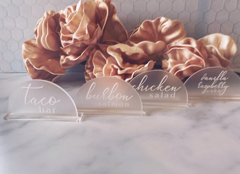 Wedding Food Table Signs Boho Classy Translucent Frosted - Etsy