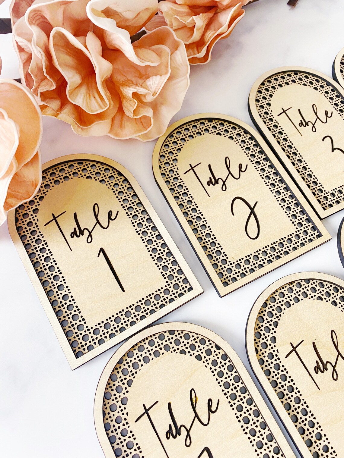 Rattan Table Numbers Wedding Decor Boho Retro | Etsy