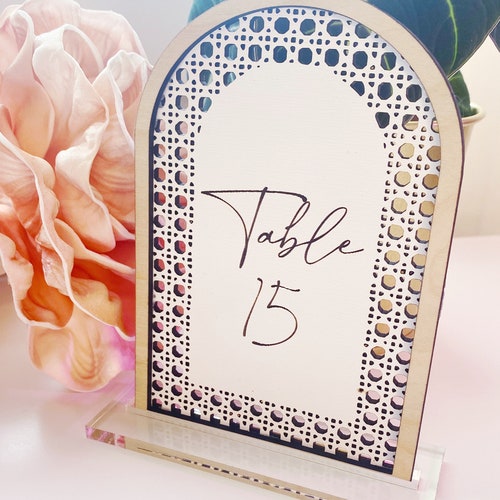 Rattan Table Numbers Wedding Decor Boho Retro - Etsy