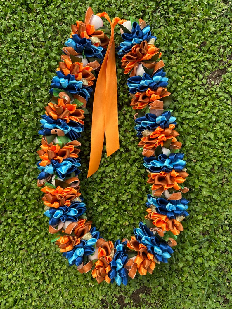 Custom Graduation Ribbon Lei – Personalized Name Tag | School Colors ...