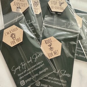 PLANT PUN Plant Markers Wood and Acrylic Laser Engraved Funny - Etsy