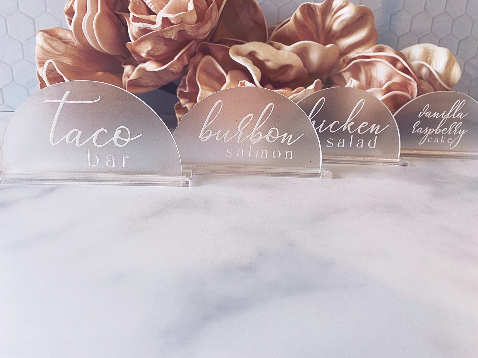 Wedding Food Table Signs Boho Classy Translucent Frosted - Etsy