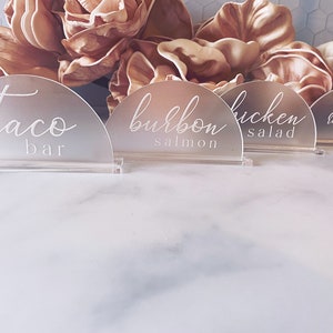 Wedding Food Table Signs Boho Classy Translucent, Frosted Acrylic - Etsy
