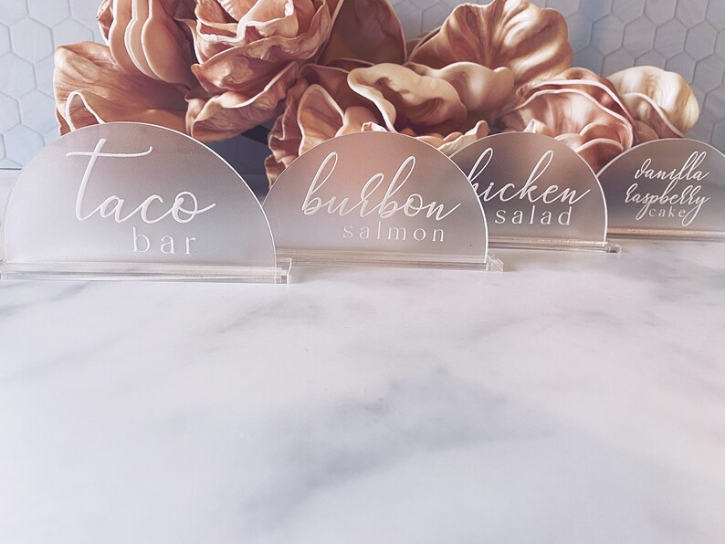 Wedding Food Table Signs Boho Classy Translucent Frosted - Etsy