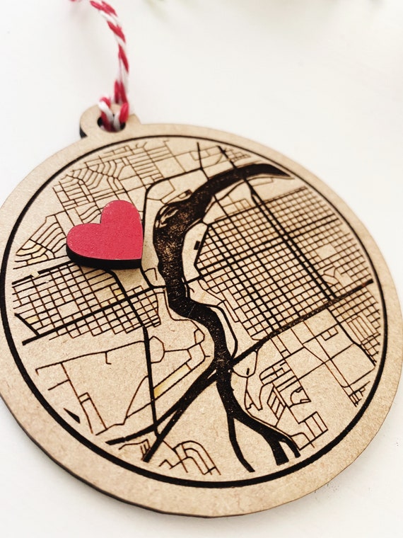 Engraved Map Ornament Personalized Christmas First | Etsy