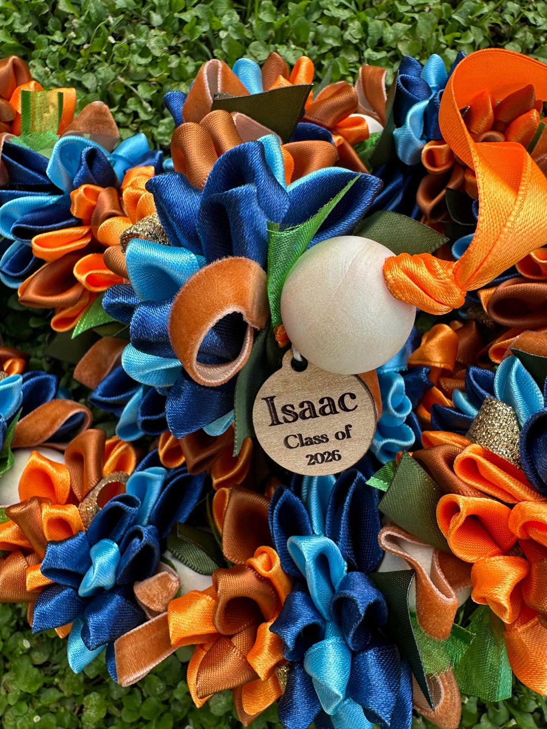 Custom Graduation Ribbon Lei – Personalized Name Tag | School Colors ...