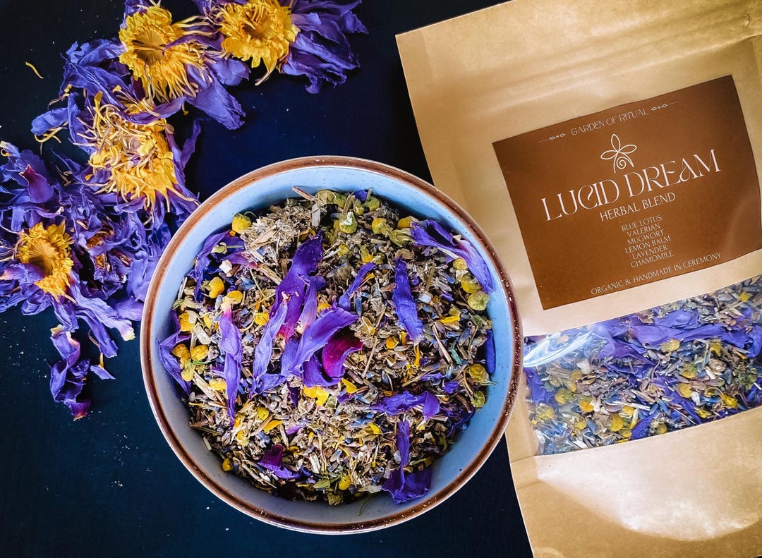 LUCID DREAM Herbal Blend: Blue Lotus, Valerian, Mugwort, Lemon Balm ...