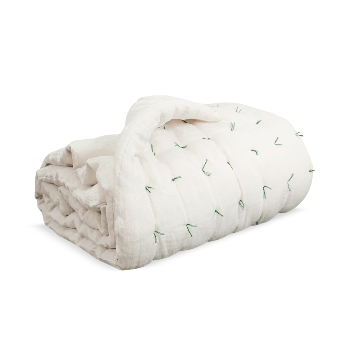 Linen Quilt With Tassels, Linen on Both Sides Quilt, Baby Crib Quilt ...