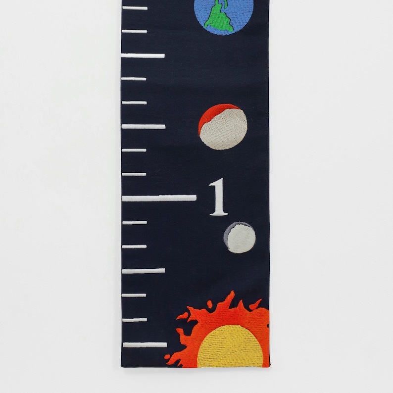 Embroidered Solar System Growth Chart, Personalized Kids’ Fabric Height ...