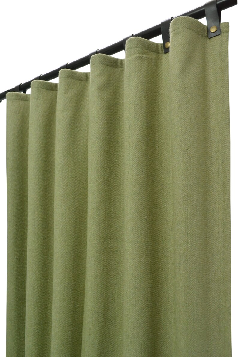 Custom Chevron Wool Curtain With Leather Tabs and Snap Buttons ...