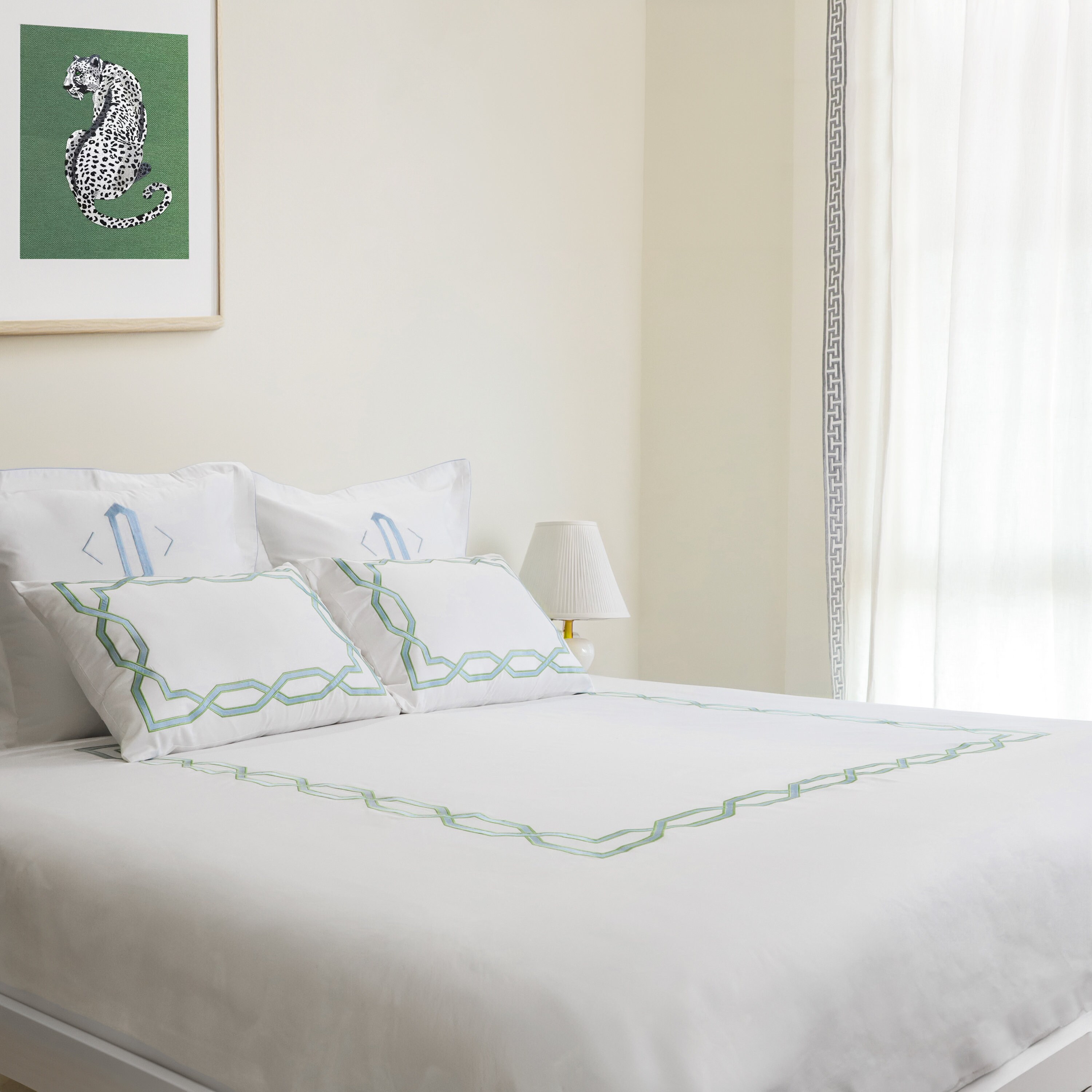 Embroidered Fretwork Duvet Cover Set, 400TC Cotton Blend Duvet Cover ...