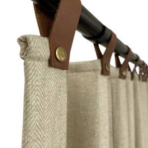 Custom Chevron Wool Curtain With Leather Tabs and Snap Buttons ...