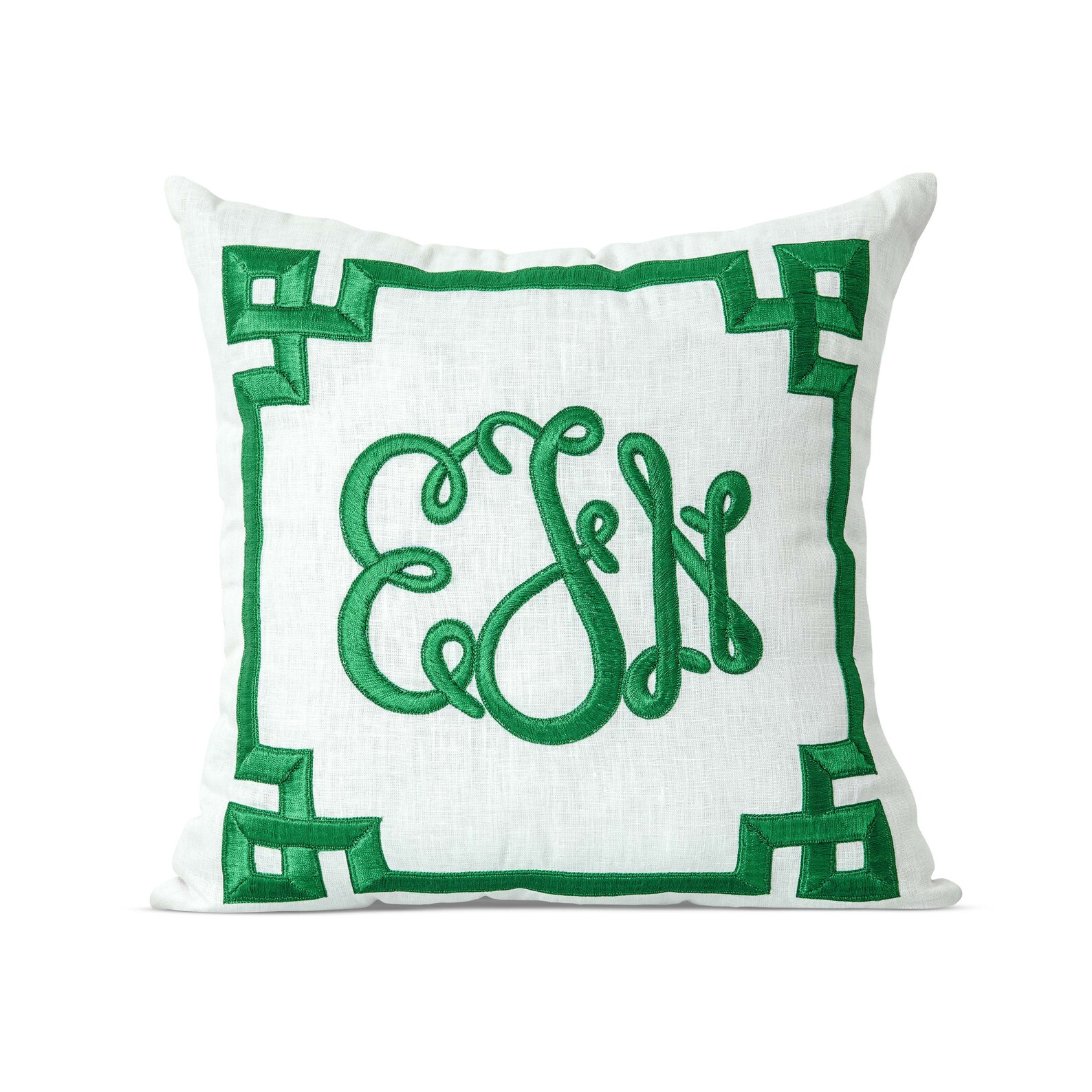 Hand Embroidered Monogram Pillow Cover | Linen Pillow Case ...