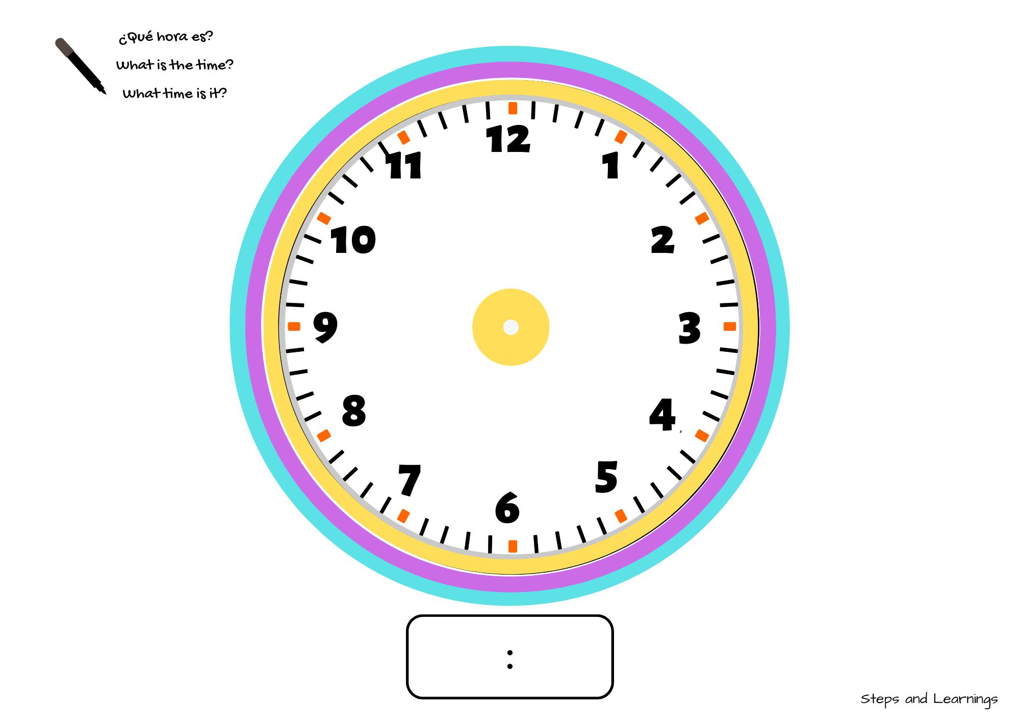 Telling the Time in SPANISH Printable, Learning the Time, La Hora ¿qué ...