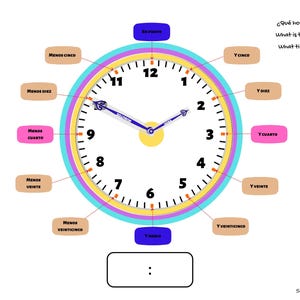 Telling the Time in SPANISH Printable, Learning the Time, La Hora ¿qué ...