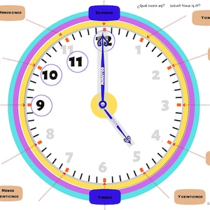 Telling the Time in SPANISH Printable, Learning the Time, La Hora ¿qué ...