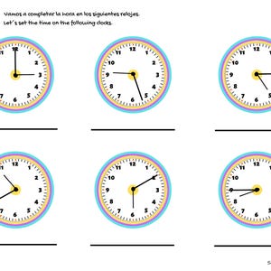 Telling the Time in SPANISH Printable, Learning the Time, La Hora ¿qué ...