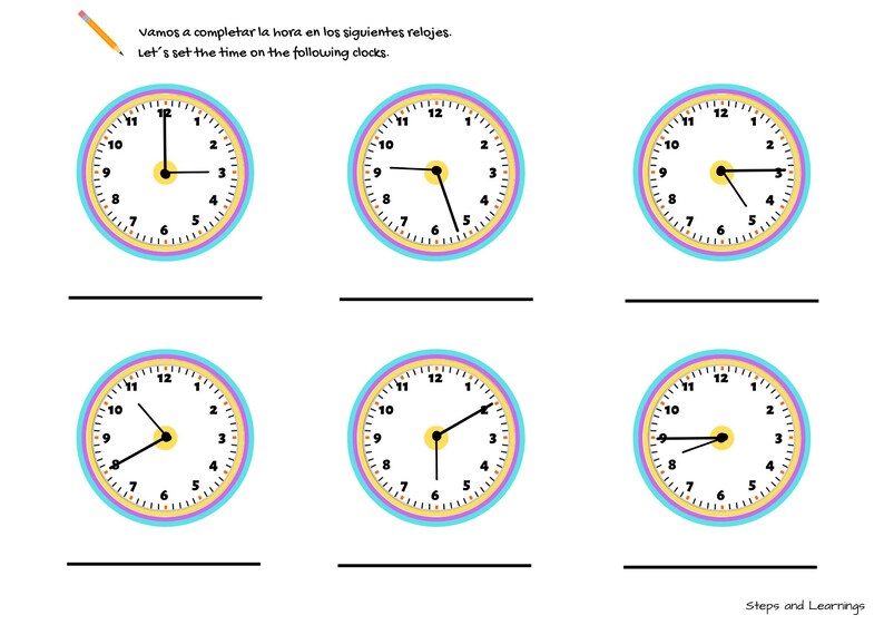 Telling the Time in SPANISH Printable, Learning the Time, La Hora ¿qué ...