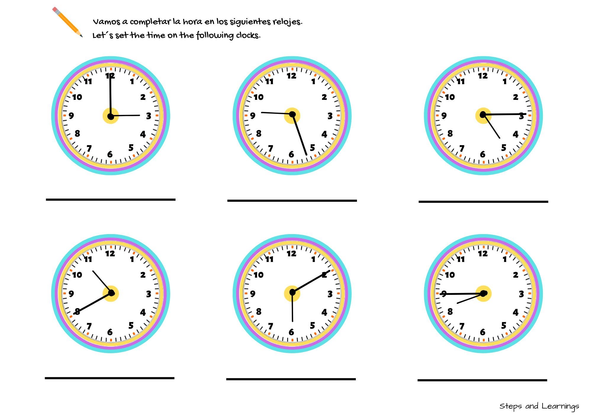 Telling the Time in SPANISH Printable, Learning the Time, La Hora ¿qué ...