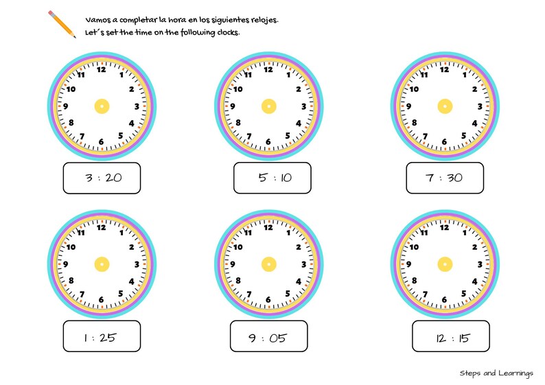 Telling the Time in SPANISH Printable, Learning the Time, La Hora ¿qué ...