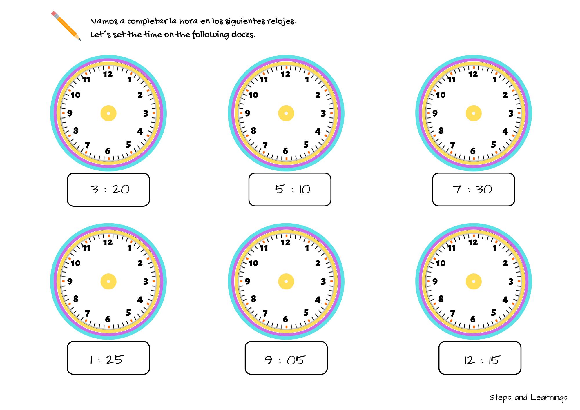 Telling the Time in SPANISH Printable, Learning the Time, La Hora ¿qué ...