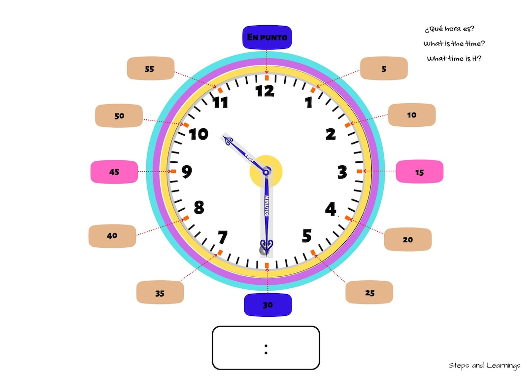 Telling the Time in SPANISH Printable, Learning the Time, La Hora ¿qué ...