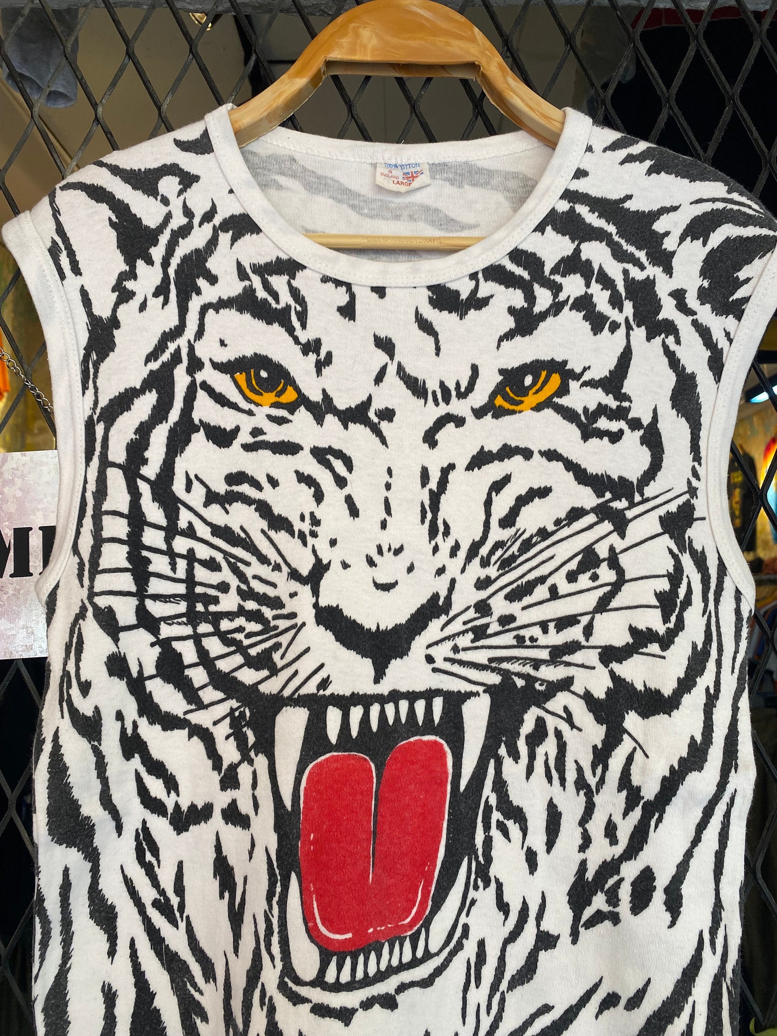 Vtg 70s Tiger Stripe All Over Print Punk T Shirt New Wave Fifth Column ...