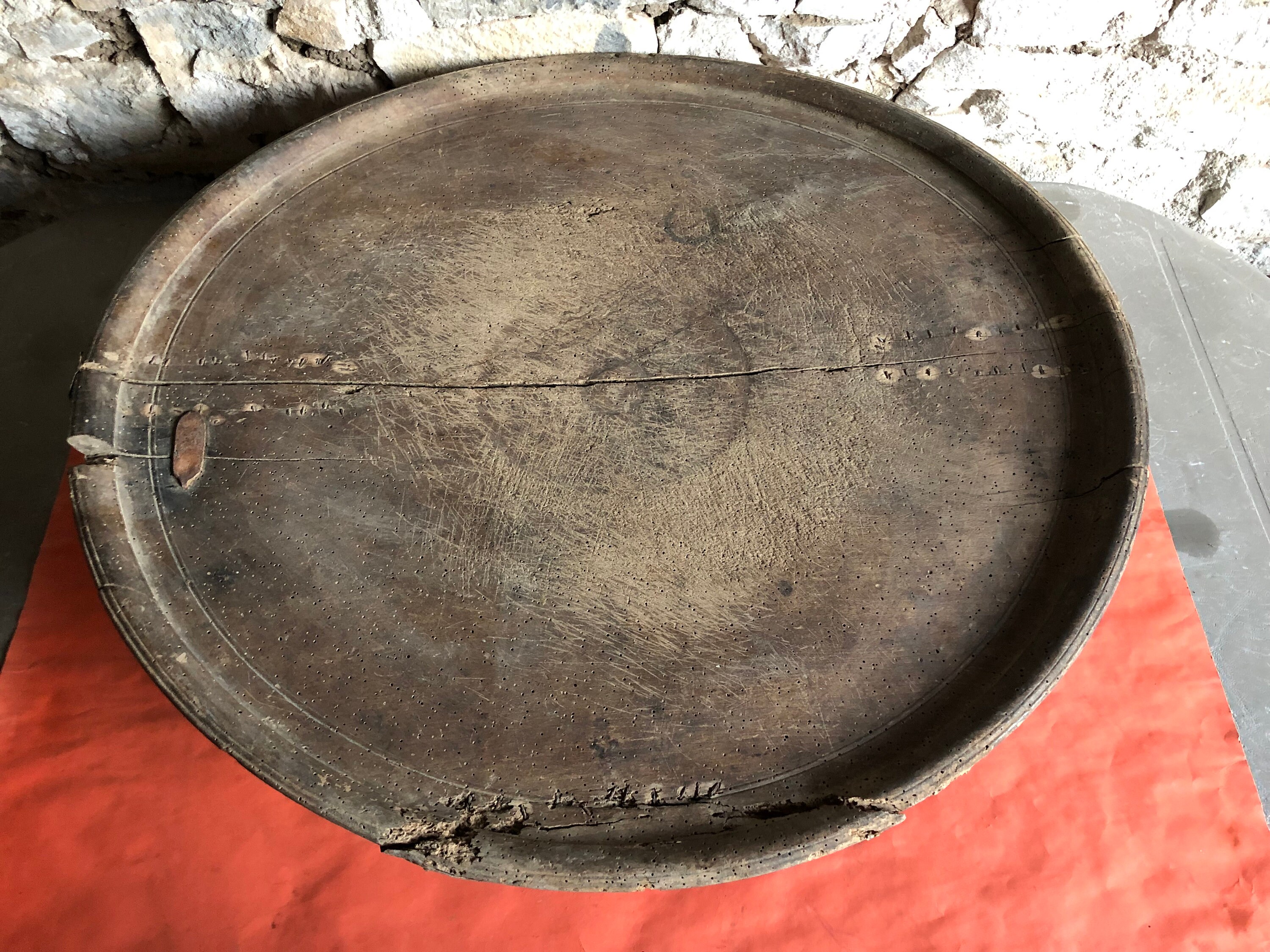 Antique Primitive Large Wooden Wood Table Plate Repast Board Furniture ...