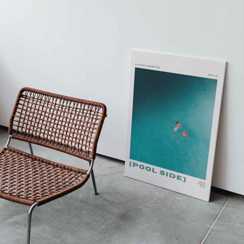 Pool Side Wall Print Retro Modern Wall Decor Digital - Etsy