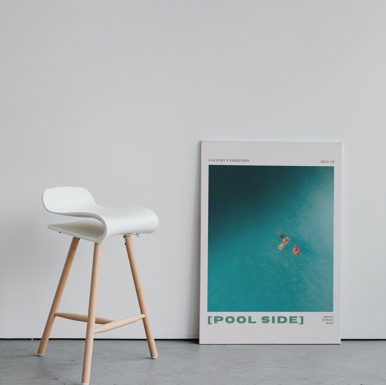 Pool Side Wall Print Retro Modern Wall Decor Digital - Etsy