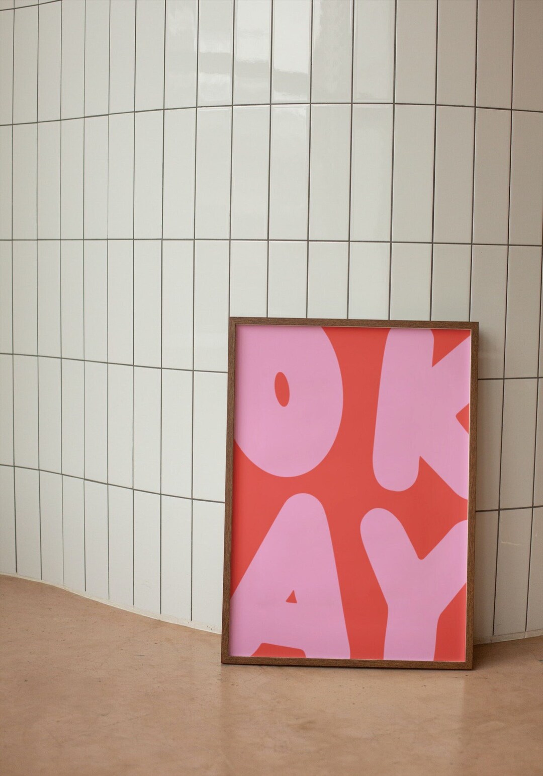 Okay Wall Print, Colourful Wall Art, Pastel Pink Digital Download ...